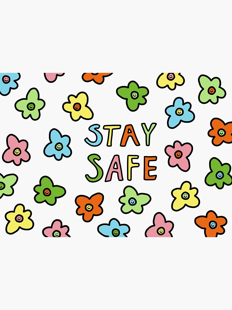 "stay safe smiley flowers (facemask)" Sticker by jannaverhoeff | Redbubble
