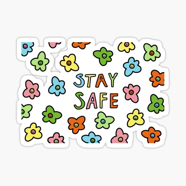 "stay safe smiley flowers (facemask)" Sticker by jannaverhoeff | Redbubble