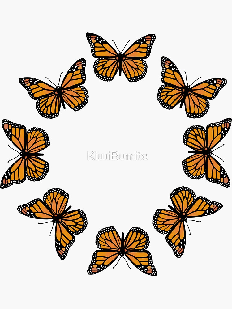 "geometric orange monarch butterfly neutral " Sticker for Sale by ...
