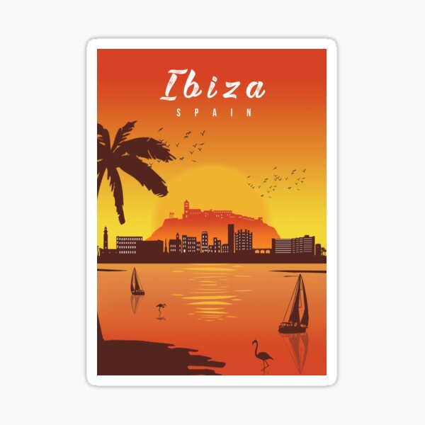 "Ibiza Spain skyline artwork" Sticker for Sale by louzaartist | Redbubble