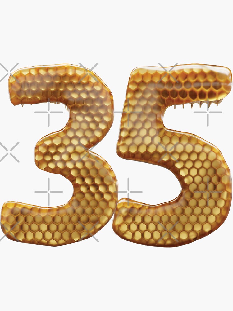 "35 Number 3d Honey Numbers Font" Sticker for Sale by HelloFromAja ...