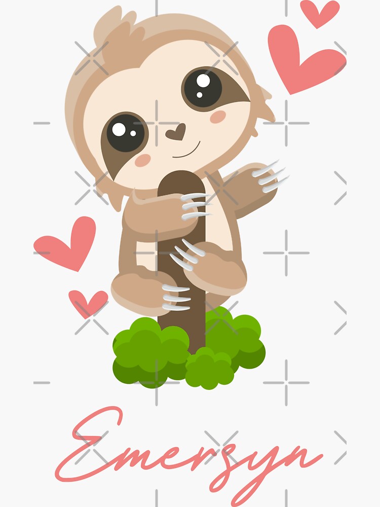 "Emersyn Sloth Baby Girl Cute Hearts" Sticker for Sale by HelloFromAja ...