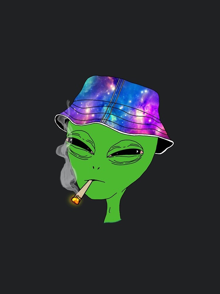 "Alien Smoking Joint w/ Galaxy Bucket Hat" iPhone Case for Sale by ...