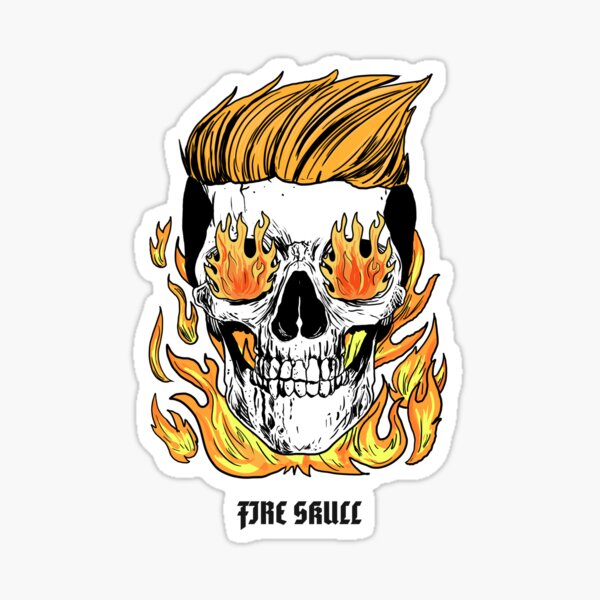 "Fire Hot Skull Design " Sticker by creationgiftz | Redbubble