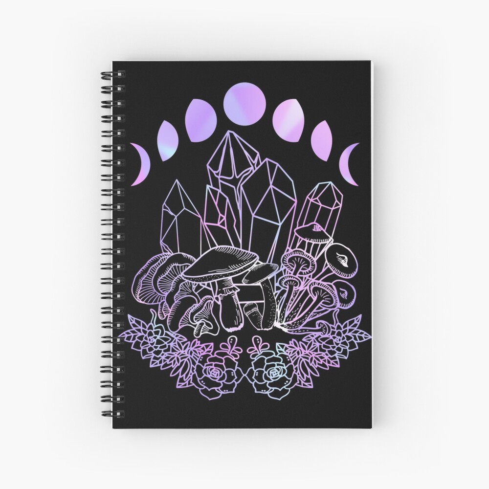 "Moon Phases Crystals Mushrooms Succulents Witchy" Spiral Notebook for ...