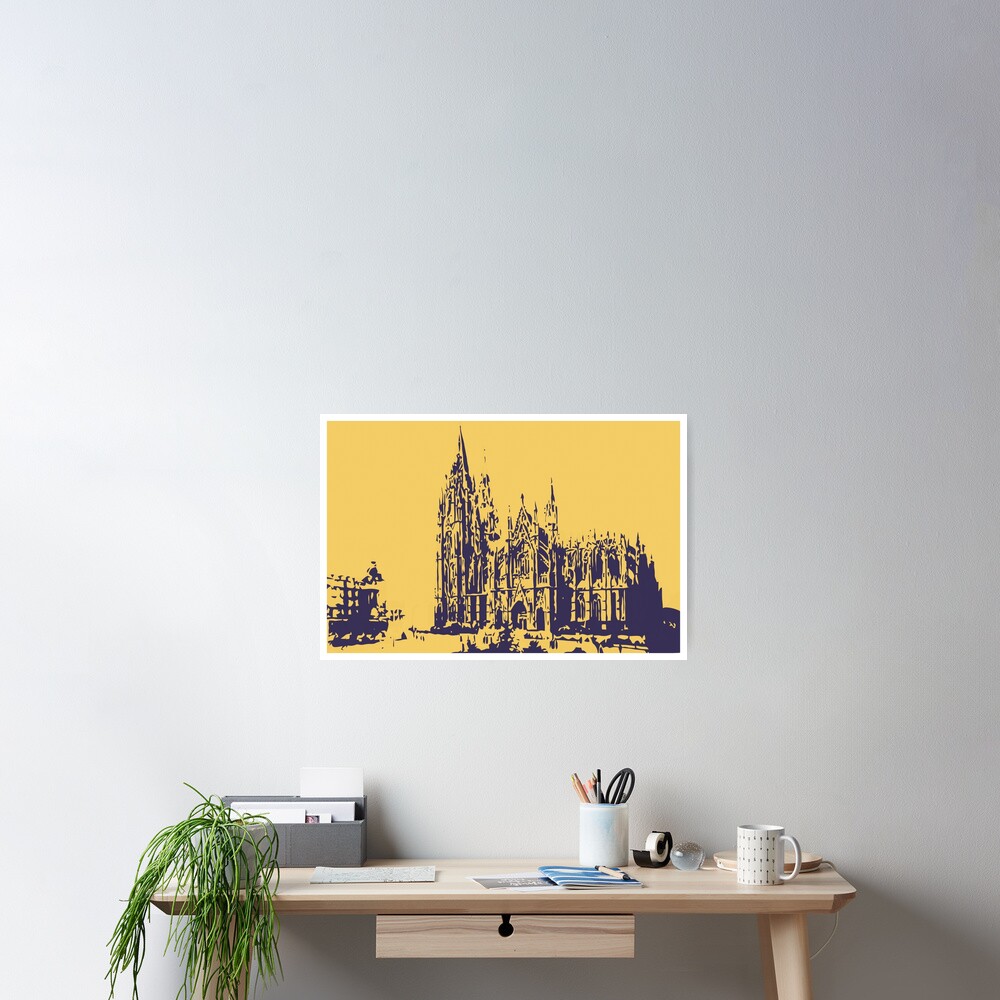 "Vector drawing Cologne Cathedral (Kölner Dom)" Poster for Sale by ...