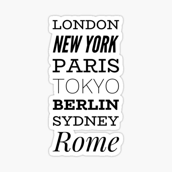 "World Cities" Sticker for Sale by bryneclarkson | Redbubble