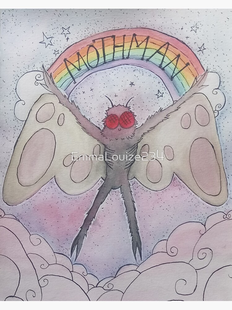 "Mothman With Rainbow Watercolor Painting" Sticker by EmmaLouize234 ...