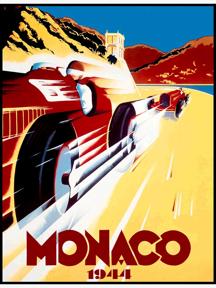 " MONACO GRAND PRIX : Vintage 1944 Auto Racing Print" Sticker for Sale ...