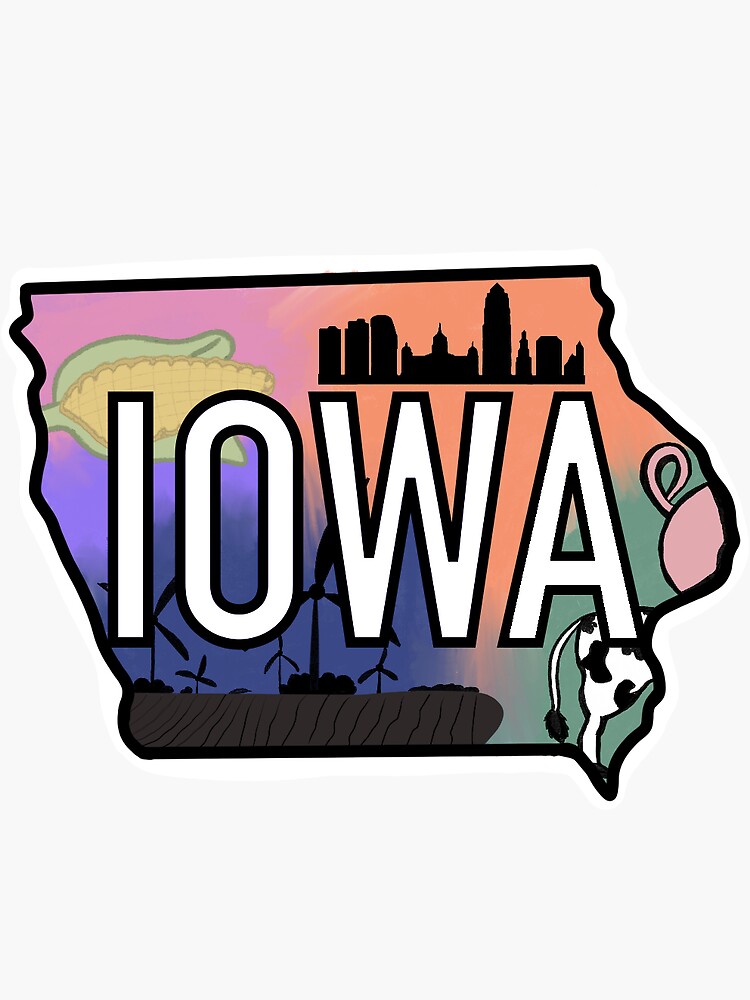 "Colorful Iowa Outline" Sticker by schollcheyanne | Redbubble