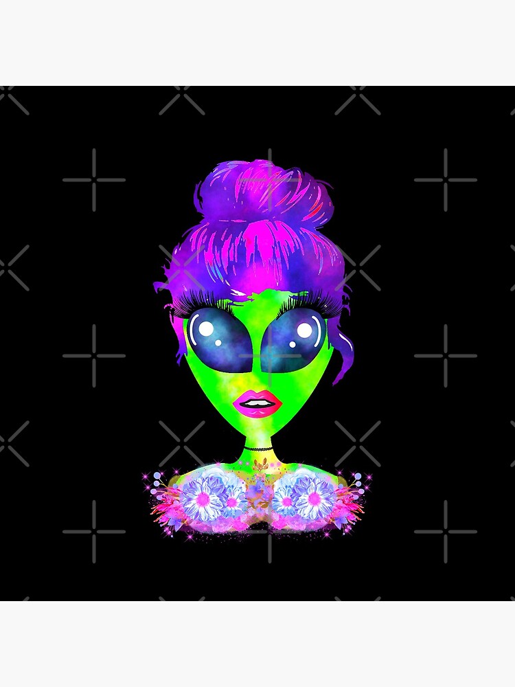 "cute alien girl women alien bun hair lashes outer space funny alien ...