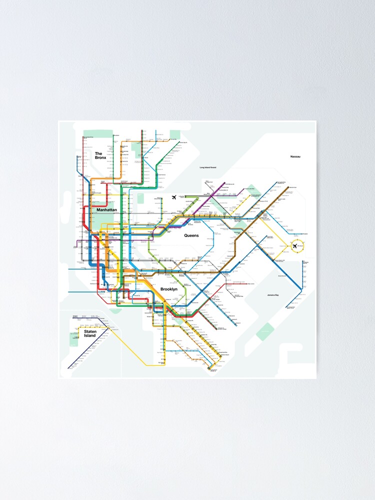 "New York Subway Metro Tube Underground Map" Poster for Sale by ...