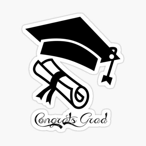 "Congrats Grad Printable Tags, Graduation Cap Blue Printables" Sticker ...
