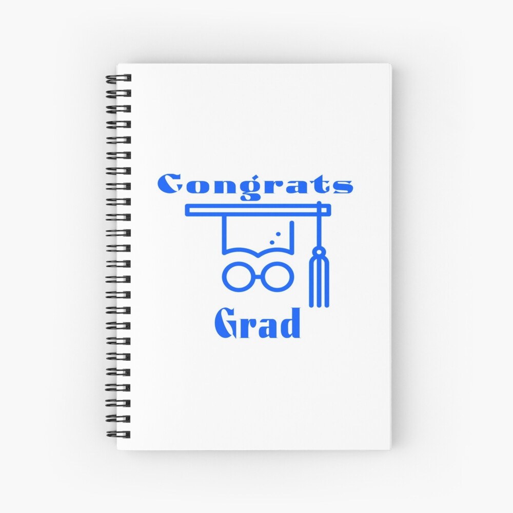 "Congrats Grad Printable Tags, Graduation Cap Blue Printables" Spiral ...