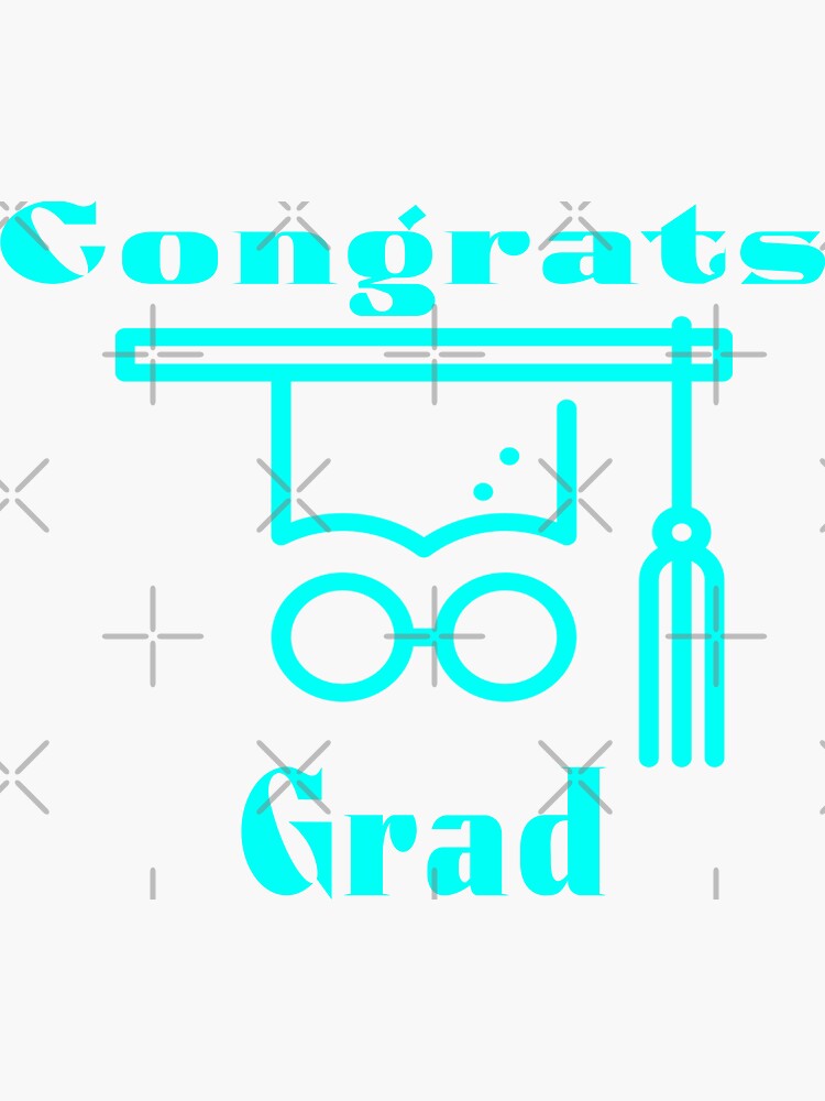 "Congrats Grad Printable Tags, Graduation Cap Blue Printables" Sticker ...