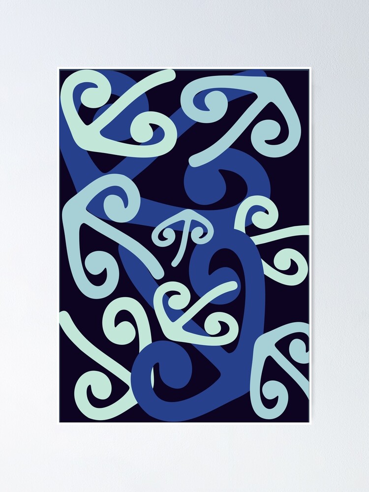 "Mangopare, Hammerhead design in Blue" Poster by Kiwidom | Redbubble