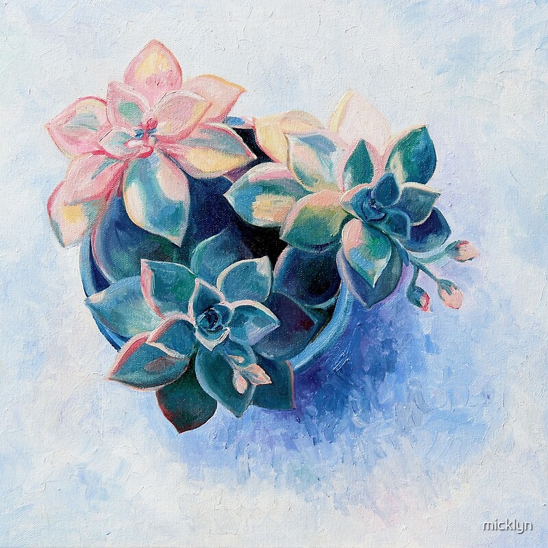 "Pastel Succulents - an oil painting on canvas" by micklyn | Redbubble