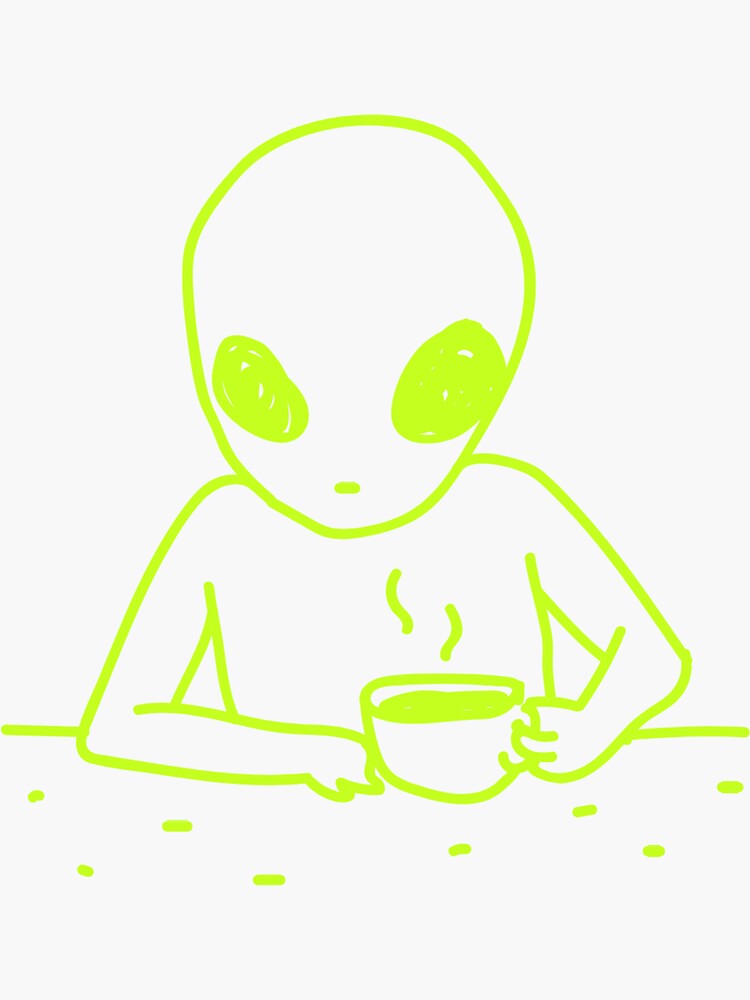 "Alien drinking Coffee" Sticker by ThrowBack-Clot | Redbubble