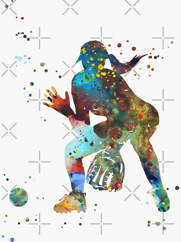 "Girl softball player" Sticker by Rosaliartbook | Redbubble