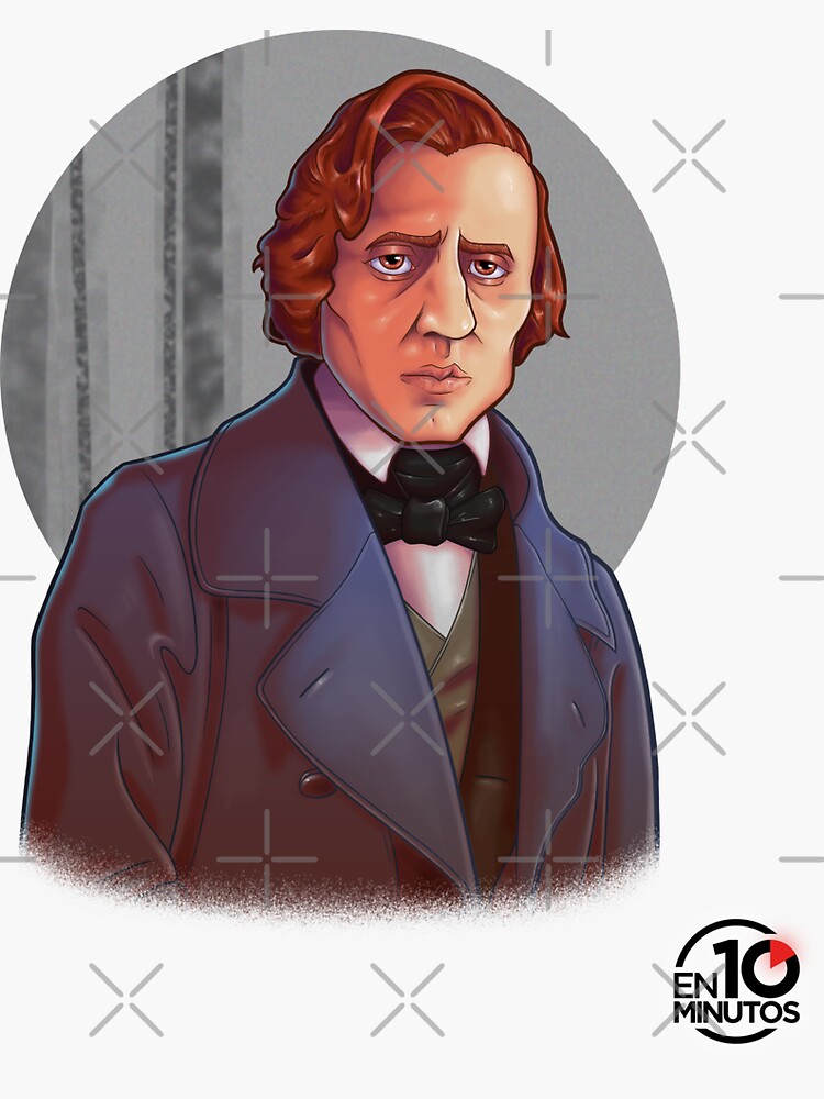 "Frédéric Chopin + logo en10minutos" Sticker for Sale by en10minutos ...