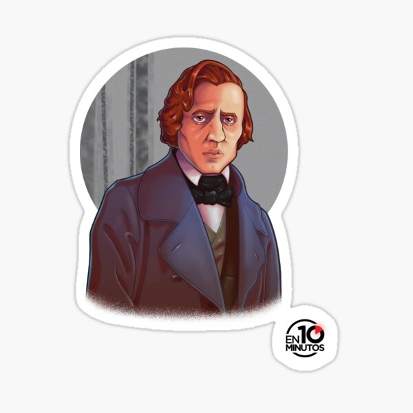"Frédéric Chopin + logo en10minutos" Sticker for Sale by en10minutos ...