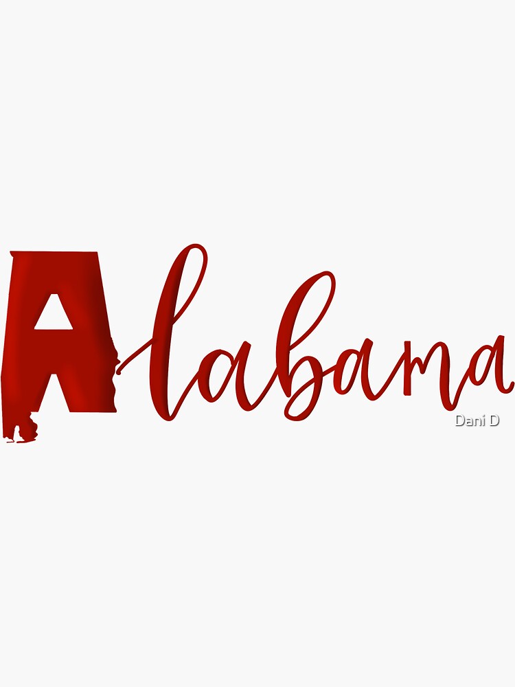"Alabama cursive" Sticker by dlus | Redbubble