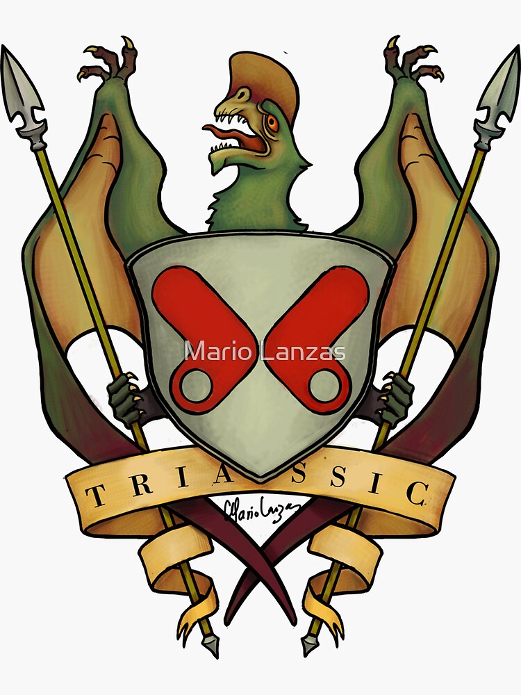 "TRIASSIC Coat Of Arms. Heraldic Pterosaur (caviramus)" Sticker by ...