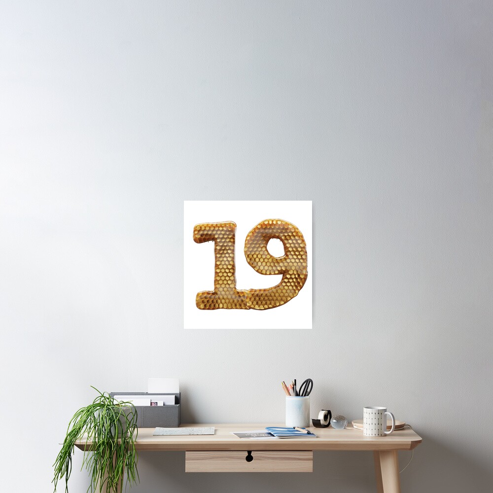"19 Number 3d Honey Numbers Font" Poster by HelloFromAja | Redbubble