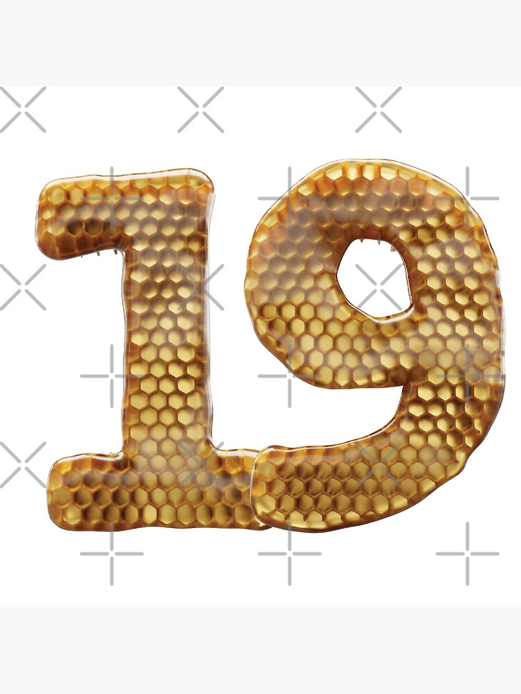 "19 Number 3d Honey Numbers Font" Poster by HelloFromAja | Redbubble