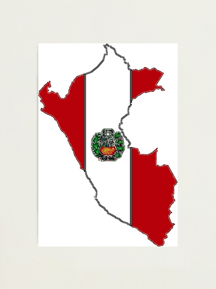 "Peru Map With Peruvian Flag" Photographic Print by Havocgirl | Redbubble
