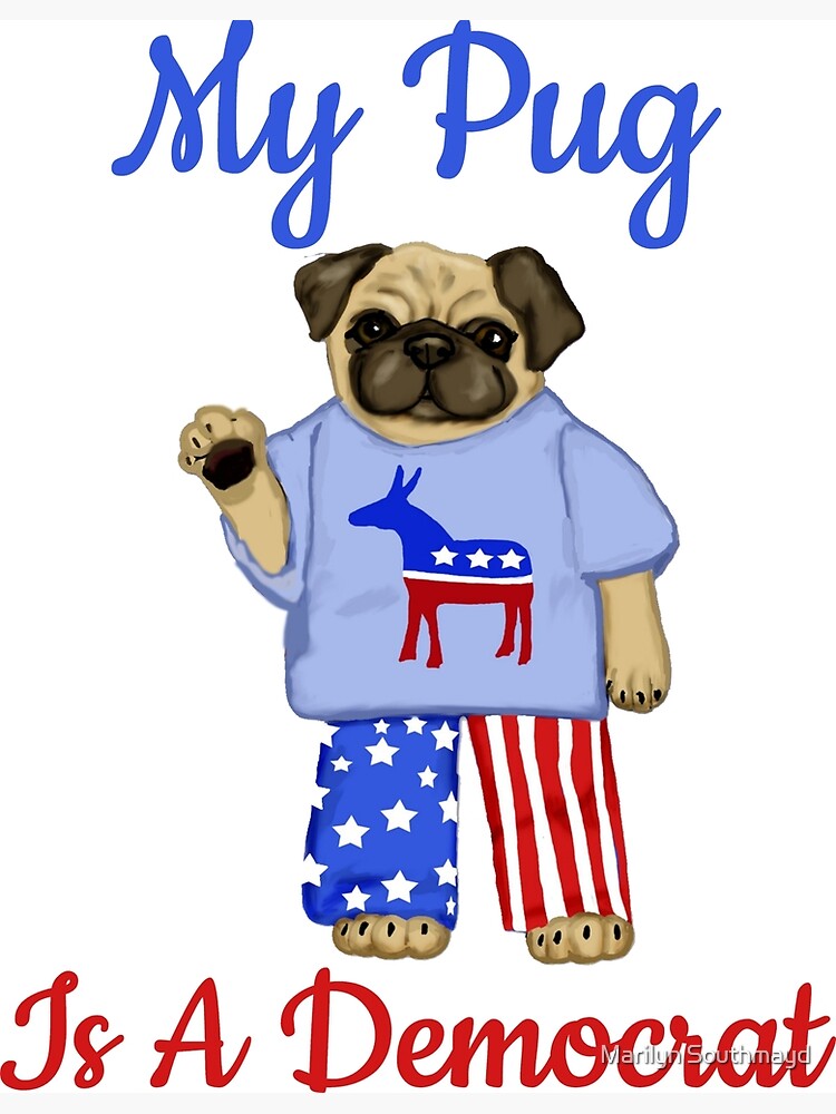 "Funny Political Dog My Pug Is A Democrat" Poster for Sale by ...