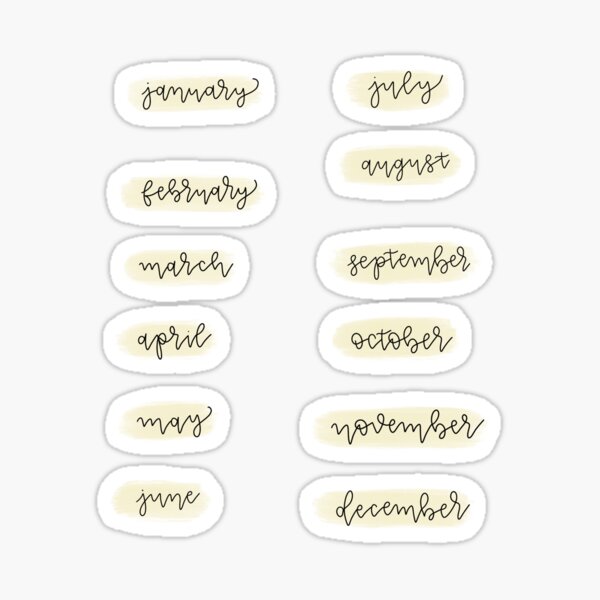 "Yellow Month Labels" Sticker by 17sashak | Redbubble
