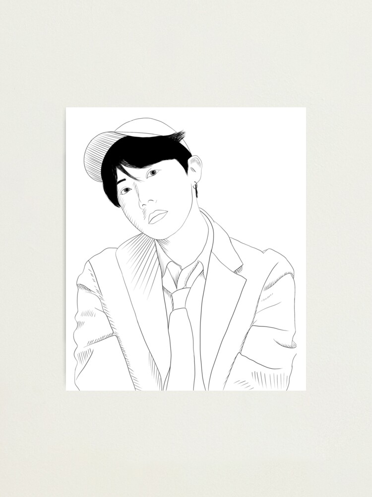 "BTS J-Hope Black Outline" Photographic Print by isacaste | Redbubble