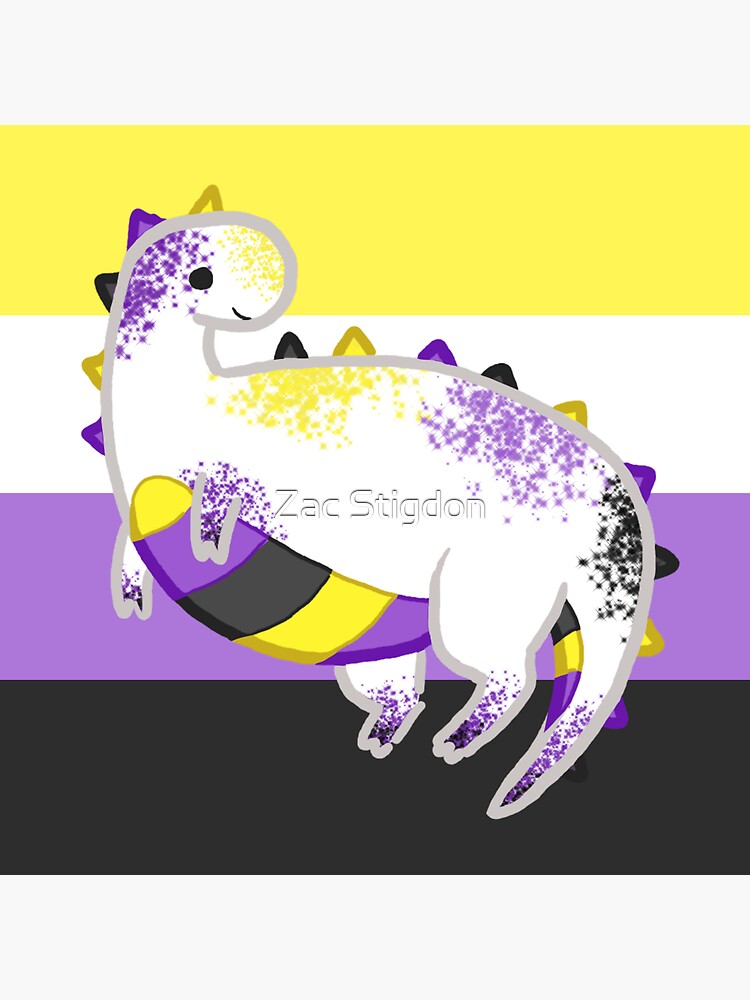 "Nonbinary Pride Dino" Sticker by stupidmasky | Redbubble