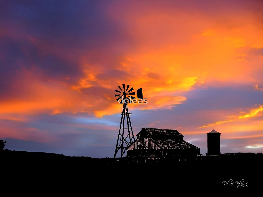 "Sunset Barn and Windmill" by deleas | Redbubble