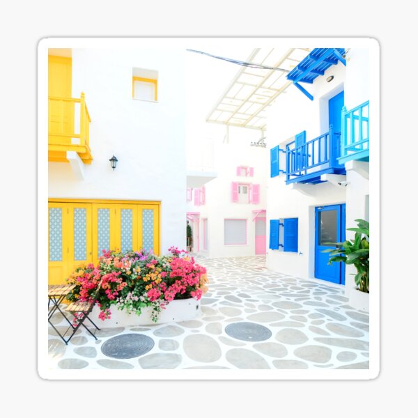 "Blinding White Colorful Buildings" Sticker for Sale by Kadeda | Redbubble