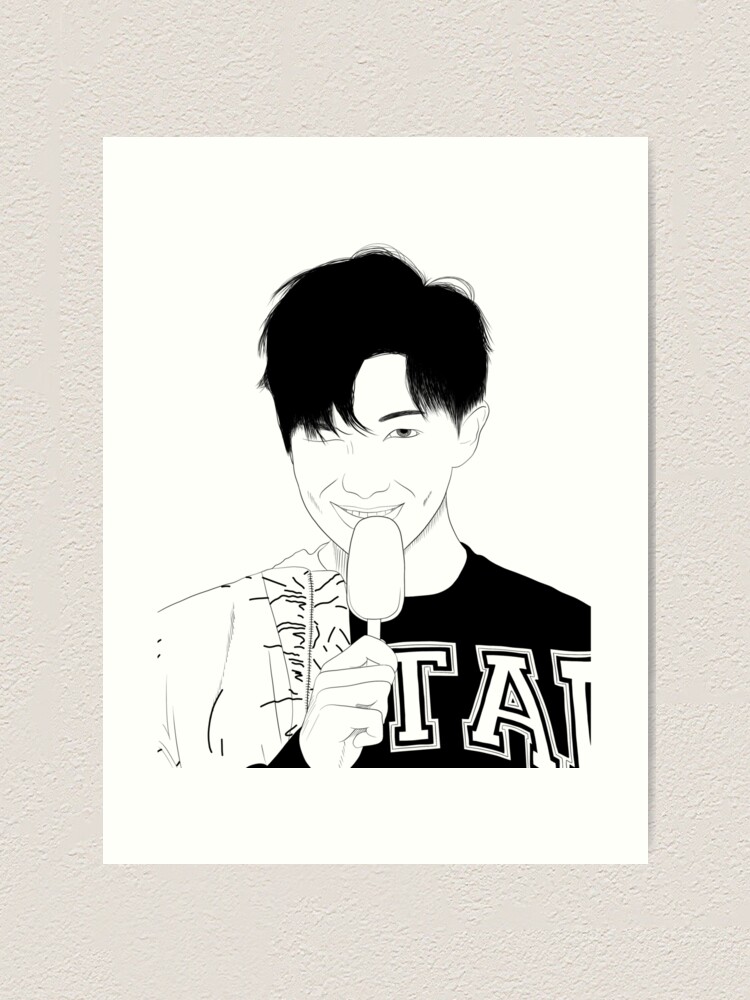 "BTS RM Black Outline" Art Print for Sale by isacaste | Redbubble
