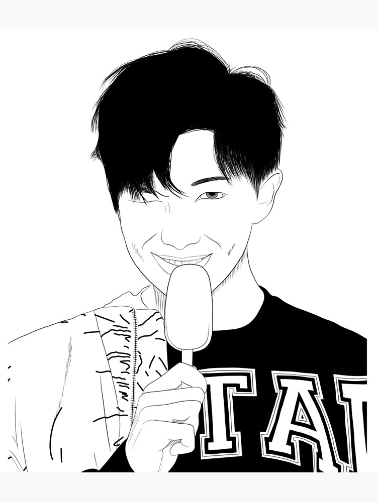 "BTS RM Black Outline" Photographic Print for Sale by isacaste | Redbubble