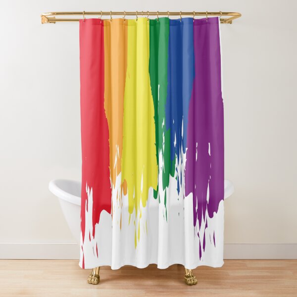 Lgbtq Symbol Shower Curtain Rainbow Flag Shower Curtain Colored Heart