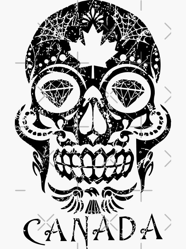 "Canada Sugar Skull, Maple Leaf, white Halloween" Sticker for Sale by ...