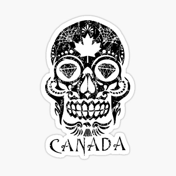 "Canada Sugar Skull, Maple Leaf, white Halloween" Sticker for Sale by ...