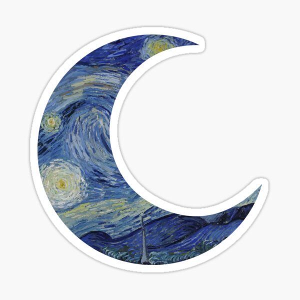 "Starry Night Moon" Sticker by NikkiMouse82 | Redbubble