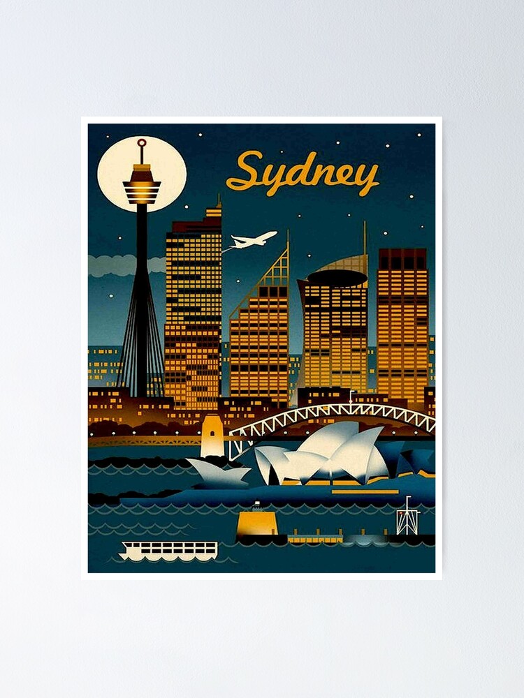 "SYDNEY AUSTRALIA : Vintage Travel and Tourism Advertising Print ...