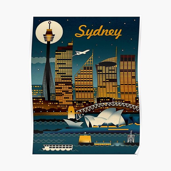 "SYDNEY AUSTRALIA : Vintage Travel and Tourism Advertising Print ...