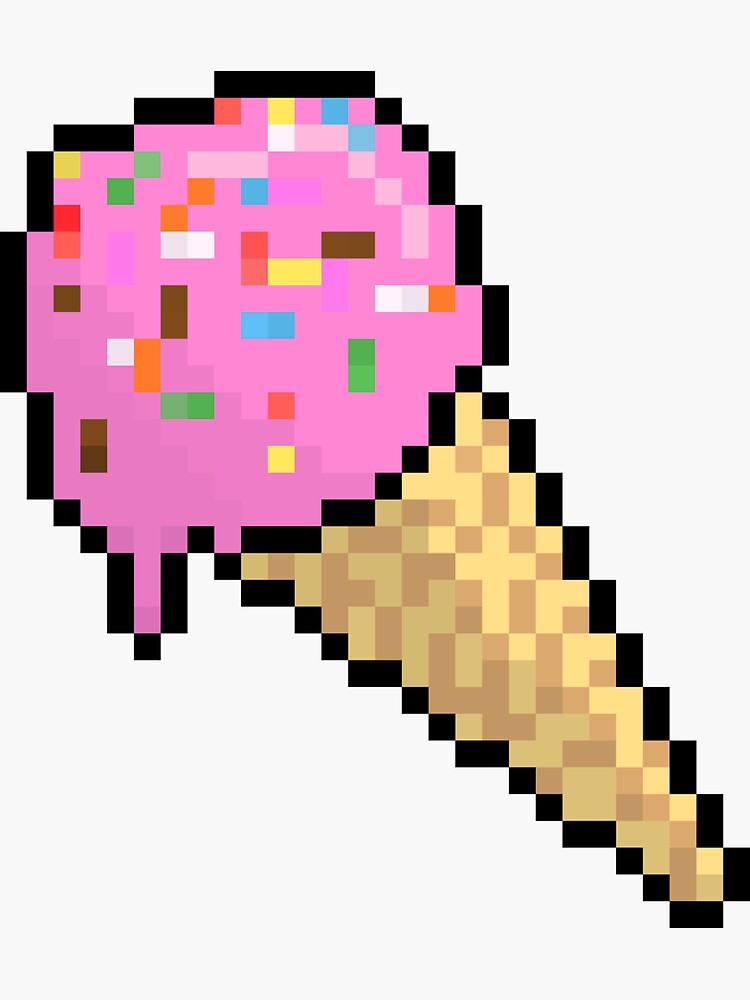 Pegatina «Logotipo de diseño de helado pixelado rosa» de eggnogmedia ...