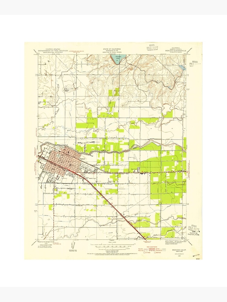 "Merced, CA from 1946 Vintage Map - High Quality" Poster for Sale by ...