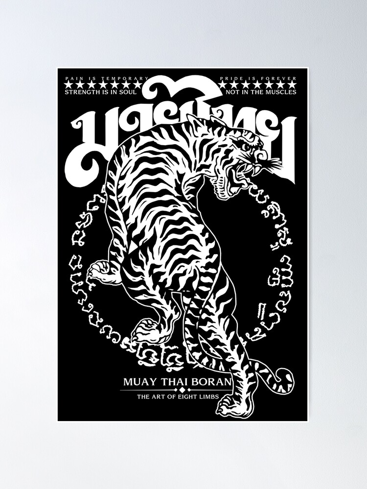 "Muay Thai Sak Yant Tiger" Poster for Sale by KewaleeTee | Redbubble