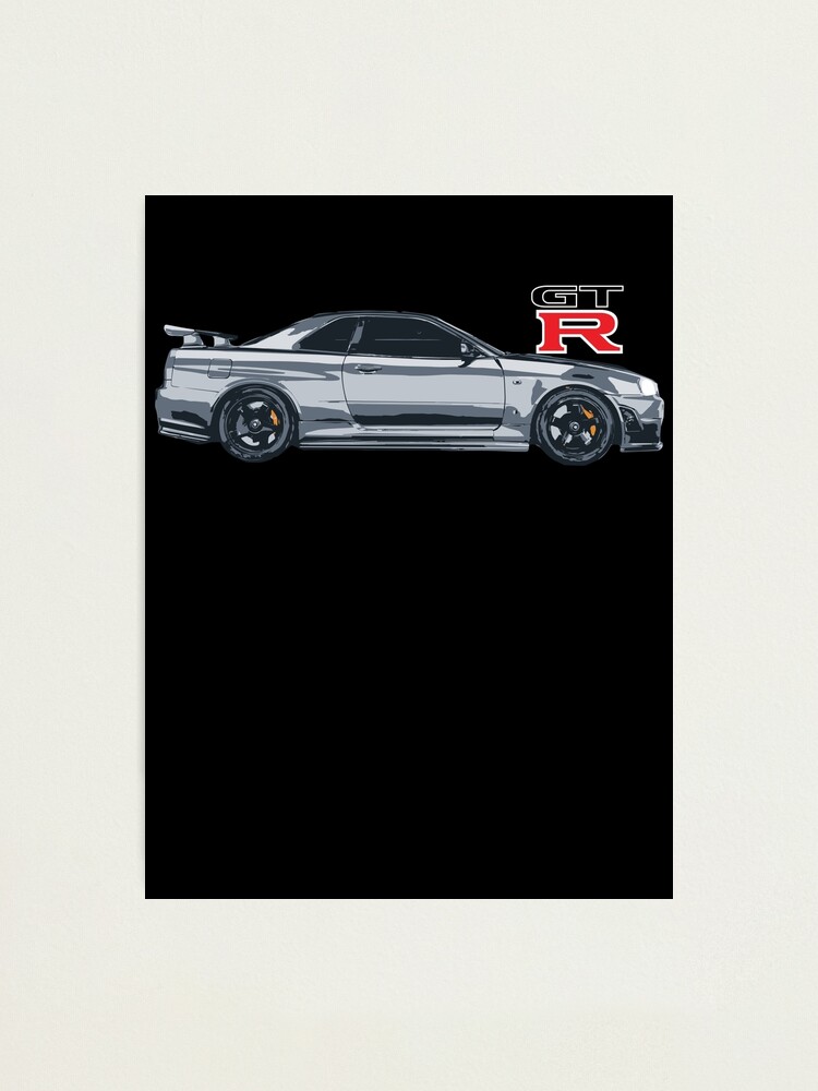 "Athlete Silver GTR R34 Skyline Godzilla V-spec" Photographic Print for ...