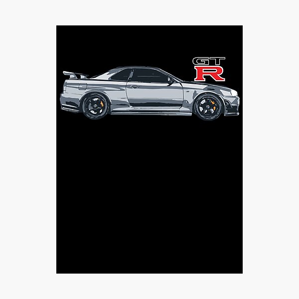 "Athlete Silver GTR R34 Skyline Godzilla V-spec" Photographic Print for ...