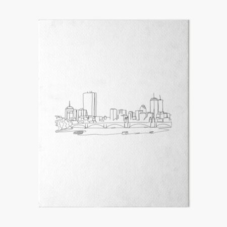 "Boston Skyline Line Art" Art Board Print by courtwong | Redbubble
